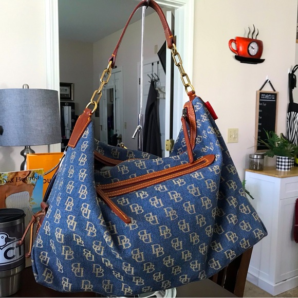 Dooney & Bourke | Bags | Db Lg Vintage Monogram Denim Hobo | Poshmark